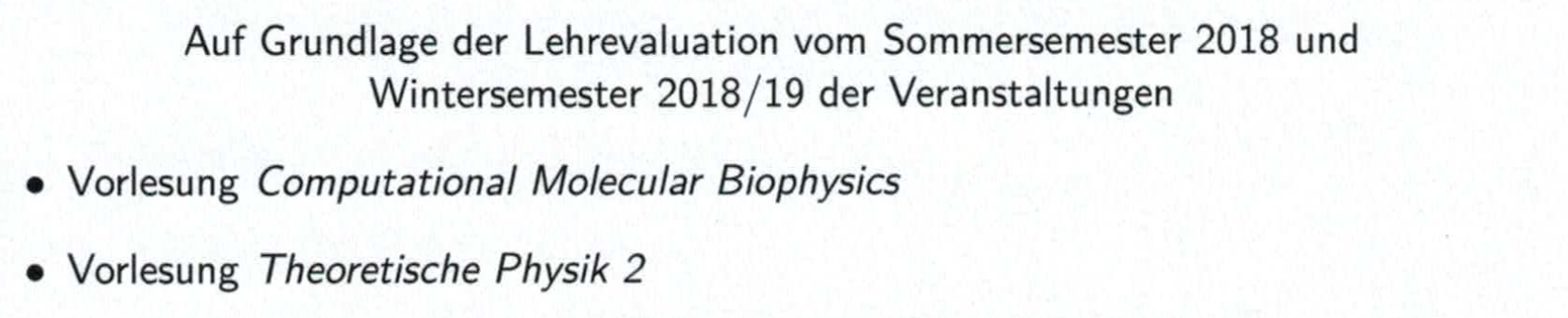 Evaluation Prize 2019 | Computational Biophysics Group